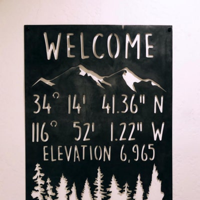 Mountain Coordinates & Elevation Sign Custom Coordinates Sign Mountain ...