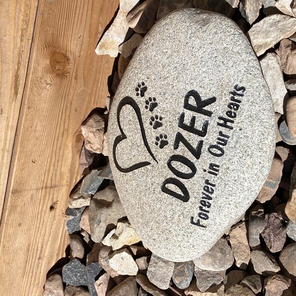 Custom Engraved Pet Memorial - Engraved Rock, Stone, Dog, Cat, Namesake ...