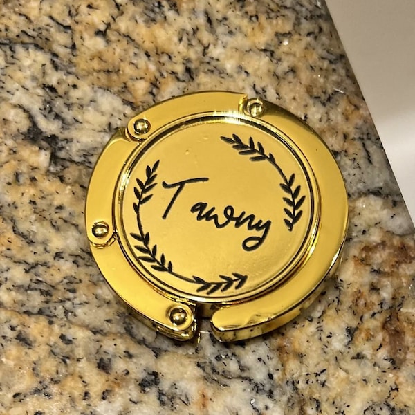 Custom Engraved Purse Hook Sets, Personalized Folding Handbag Hanger ...