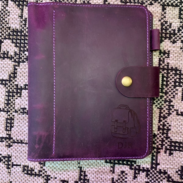 Personalized Vintage Purple Leather Notebook Cover Diary Planner A5 ...