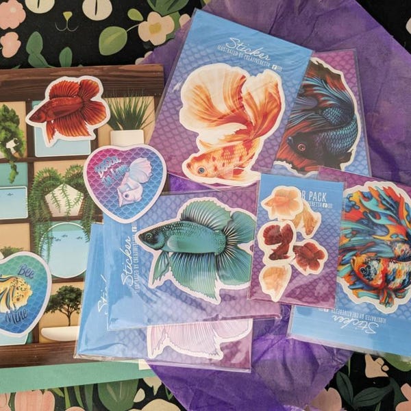 Lollipop Blue Swimming Betta Fish Charm, Gift for Betta Fish Lover ...