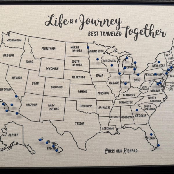 DIY Kit Push Pin Map, US Map With Push Pins, Travel Map Tracker, United ...