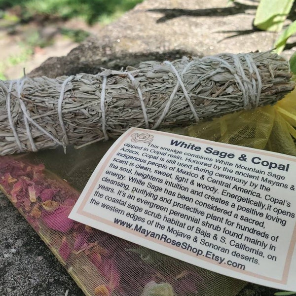 COPAL & WHITE SAGE Smudge Stick | Sage Bundle | Ceremony, Meditation ...