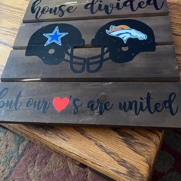House Divided Hearts United Football Sign - Etsy