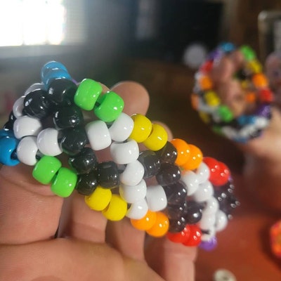 2D DNA Rainbow Kandi Cuff Bracelet in Black or White. Perfect for Any ...