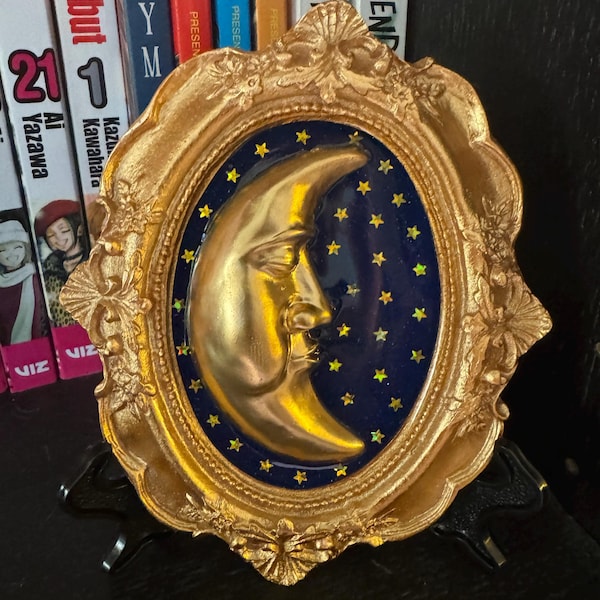 Man in the Moon Miniature Gold Ornate Frame, 90s Celestial Decor ...