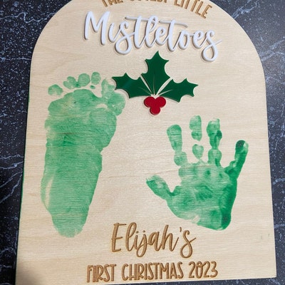 Mistletoes Baby Footprint Sign Baby's First Christmas Keepsake Baby ...