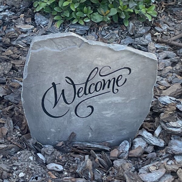 Engraved Welcome Stone Decor - Welcome Landscape Rock -garden Stone ...