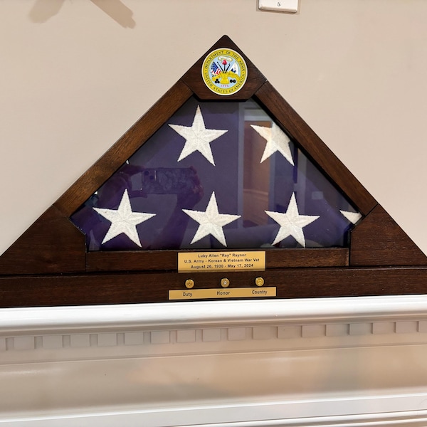 Retirement Flag Display Case W/ Etched Military Seal - Etsy