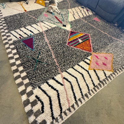 Large Red and White Checkered Rug, Moroccan Berber Checkered Rug ...