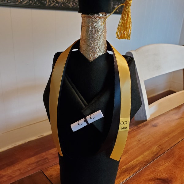 Personalized Graduation Champagne Bottle Cover, Handmade Felt Party ...