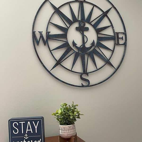 Nautical Anchor Compass, Directional Star Compass Wall Decor, Beach ...