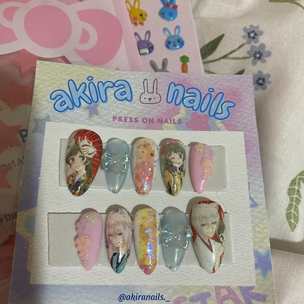 Mitsuri Nails | Kimetsu No Yaiba Nails | Press on Nails | Demon Slayer ...