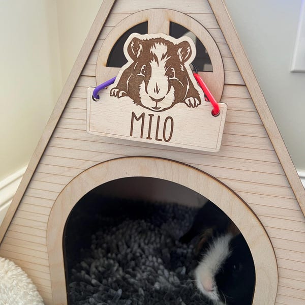 Guinea Pig Cage Tag, Personalized, Custom, Engraved Wood, Pet Guinea ...