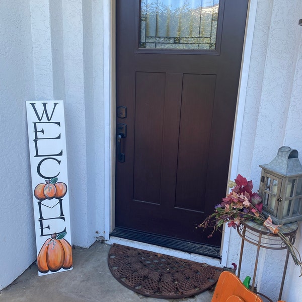 Pumpkin Fall Welcome Sign, Fall Decor, Fall Sign, Welcome Sign, Pumpkin ...