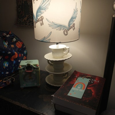 Wizard Lamp Shade Lamp Pastel Blue Keys Home Decor Arrow Lampshade ...