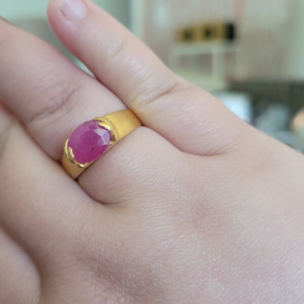 Hand Ruby Silver Ring Solid Silver 925K Sterling Silver Five Fingers ...