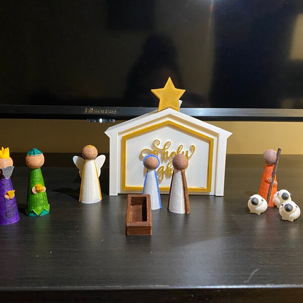 2" Peg Doll Nativity Stable Doubles as a Storage Box Family Nativity ...