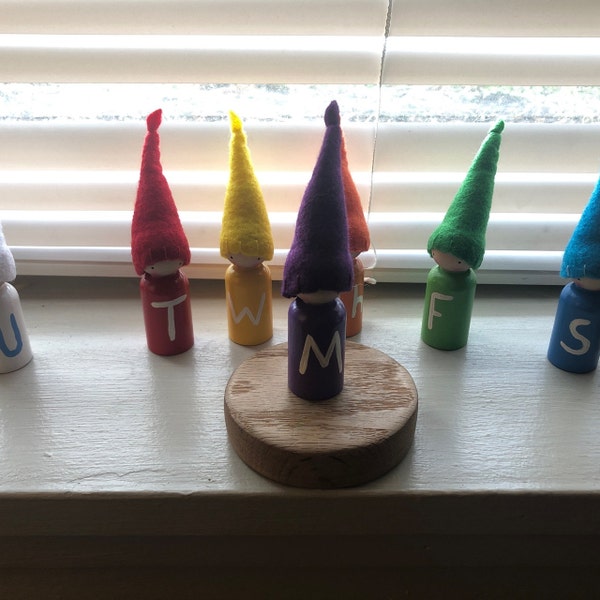 Waldorf Inspired Days of the Week Gnomes Set monday, Tuesday, Wednesday ...