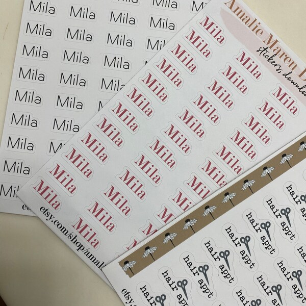 Custom Name Stickers in Color - Planner and Journal Sticker Set ...
