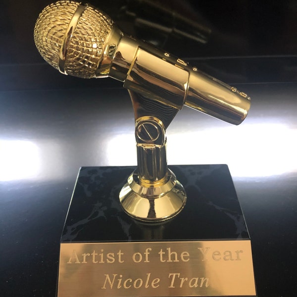 Microphone Trophy Music Karaoke Award. Free Custom Engraving - Etsy