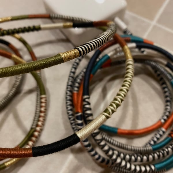 Wrapped Yarn Charger Cable / Handmade Lightning Cable / Multicolor Blue ...