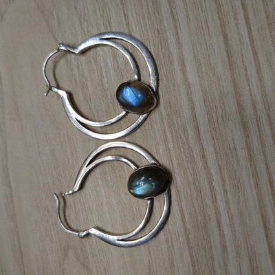 Grooved Cabochon, Prehnite Grooved Stone, Brass Framed Stones for ...