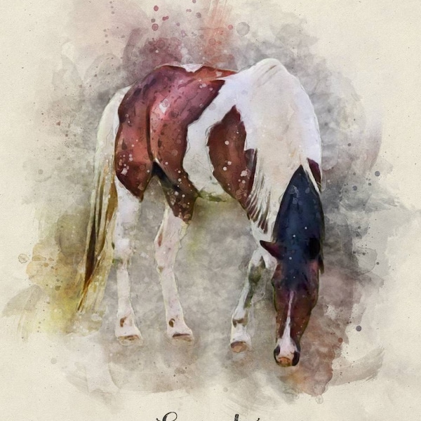 Custom Horse Watercolour Custom Drawing Horse Portrait From Photo ...