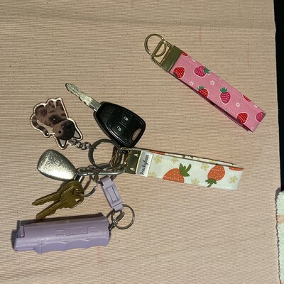 Checkered Keychain Wristlet Keyfob Fabric Key Wristlet Car Key ...