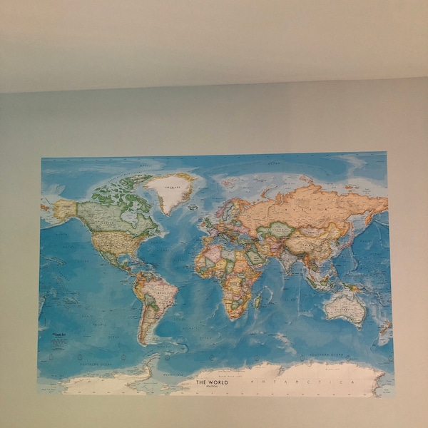 Giant World Map Wall Mural - Removable Wallpaper Map of the World ...