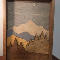 Layered Mountain Scene With Pine Trees. Laser Cut Art. Mountain ...