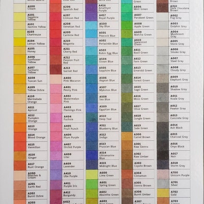 Arteza 120 Color Chart Colored Pencil Chart Arteza - Etsy