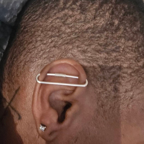 Smooth Abstract Industrial Ear Bar, Seamless Industrial Piercing ...