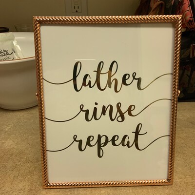 Beauty Salon Decor Lather Rinse Repeat Sign Foil Print Hair Salon Decor ...