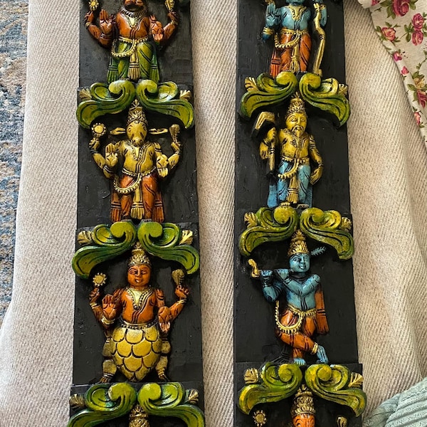 Shanku Chakra Naamam Garuda Hanuman Hindu Home Decor Wall Panel Wooden ...