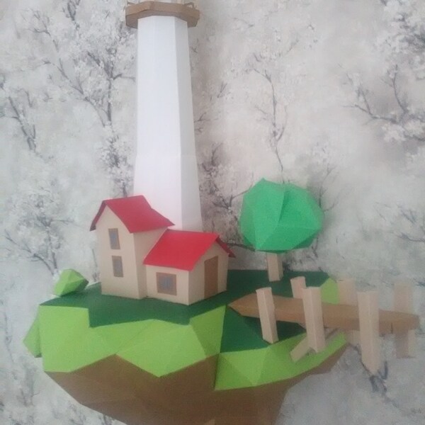 Lighthouse Island 3D Papercraft PDF Pattern/diy Low Poly Paper Craft ...