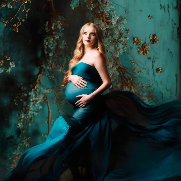 Gold and Turquoise Skinny Canvas Backdrop Overlays, Metallic Backdrop ...