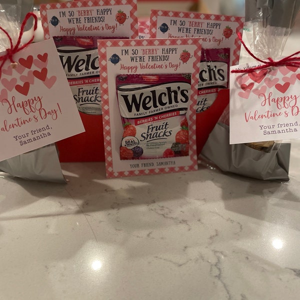 Valentines Day Fruit Snack Card Printable I'm so Berry Happy We're ...