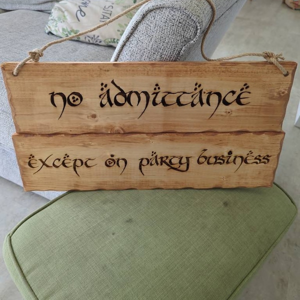 A Long Expected Party Sign Pyrography Wood Burning Jute Rope Interior ...