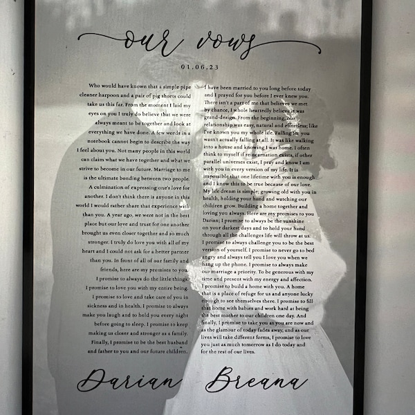 Custom Wedding Vows | Wedding Vows Canvas | Vow Prints | Vows Framed ...