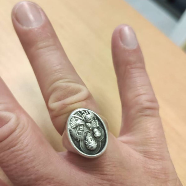 925 Silver St Joseph Religious Silver Signet Ring Christian Jewelry ...