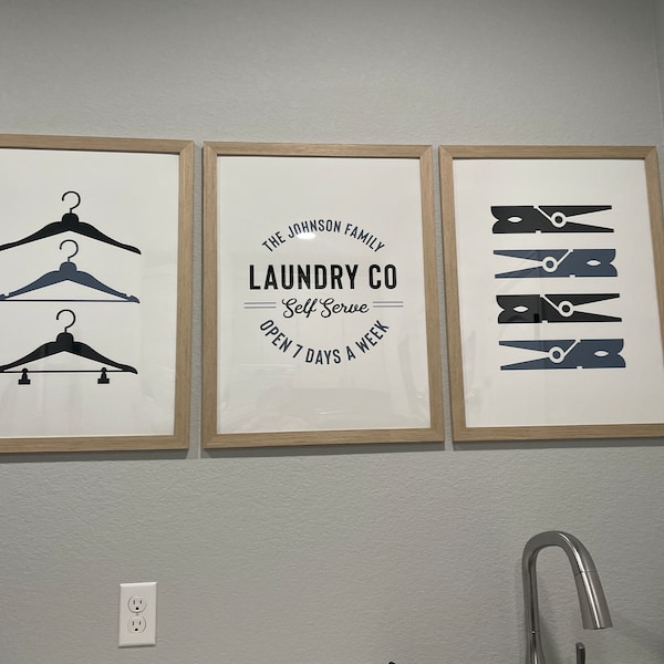 Laundry Room Prints - Personalized Laundry Sign - Set of 3 Laundry Room ...