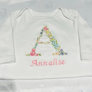 Machine Embroidery LETTER A Uppercase 9,6cm/3.80 Tall Dainty Floral ...