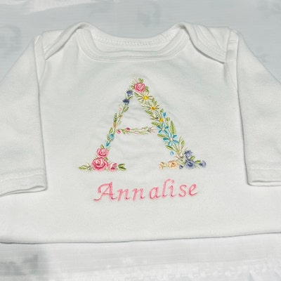 Machine Embroidery LETTER A Uppercase 9,6cm/3.80 Tall Dainty Floral ...