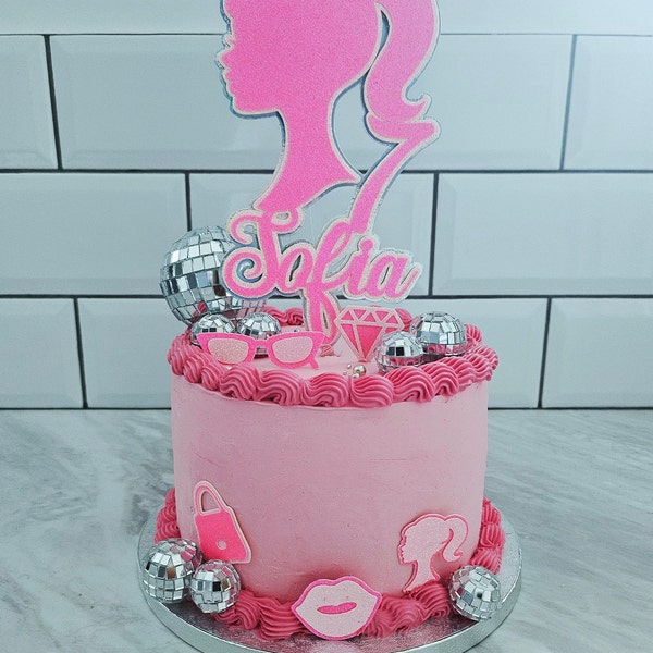 Personalised PRINTABLE Doll Head Cake Topper , Digital Barbie Cake ...
