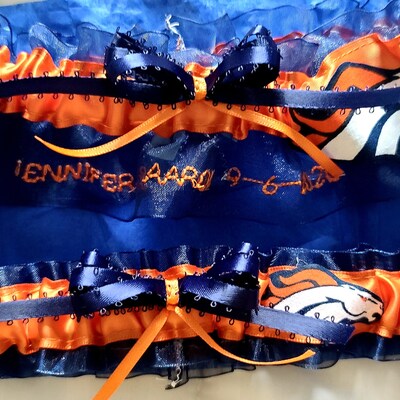 Denver Broncos NFL Handmade Football Wedding Garter Set Navy - Etsy