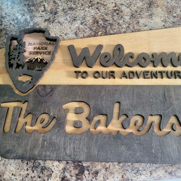 National Park Welcome Sign - NPS Inspired Family Name Sign, Nursery ...