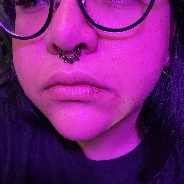 16G Spider Web Septum Ring Black Silver Clicker/cartilage/helix Earring ...