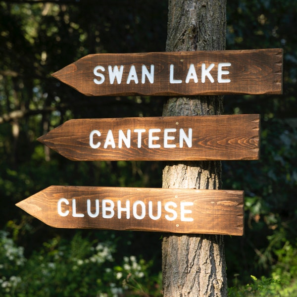 Carved Cedar Arrow Directional Outdoor Signs, Medium Sized Font, 1 Sign ...