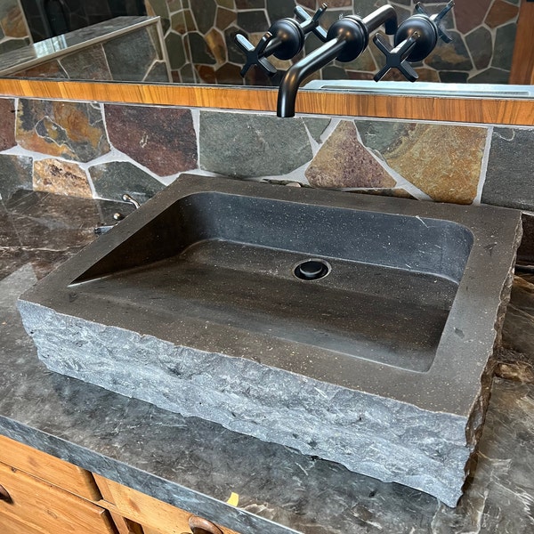 Natural Stone Canoe Sink, Freeform Vessel Sink, Deep Zen Sink, Beige ...